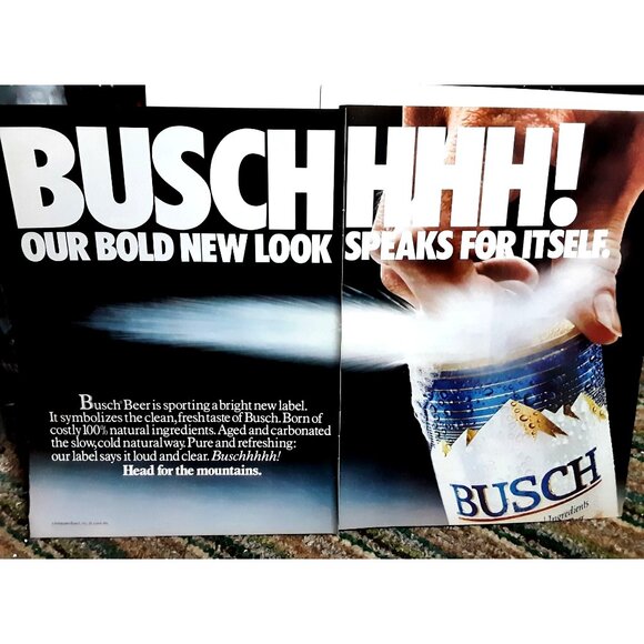 Wall Decor | 1979 Busch Beer Bold New Look Head For The Mountains ...